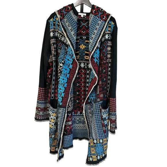 Adore | Sweaters | Adore Boho Embroidered Longline Hooded Cardigan ...